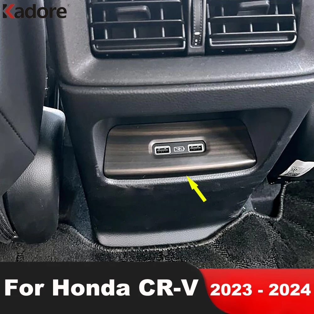 Car-Armrest-Box-Rear-USB-Power-Charging-Port-Panel-Cover-Trim-For-Honda ...