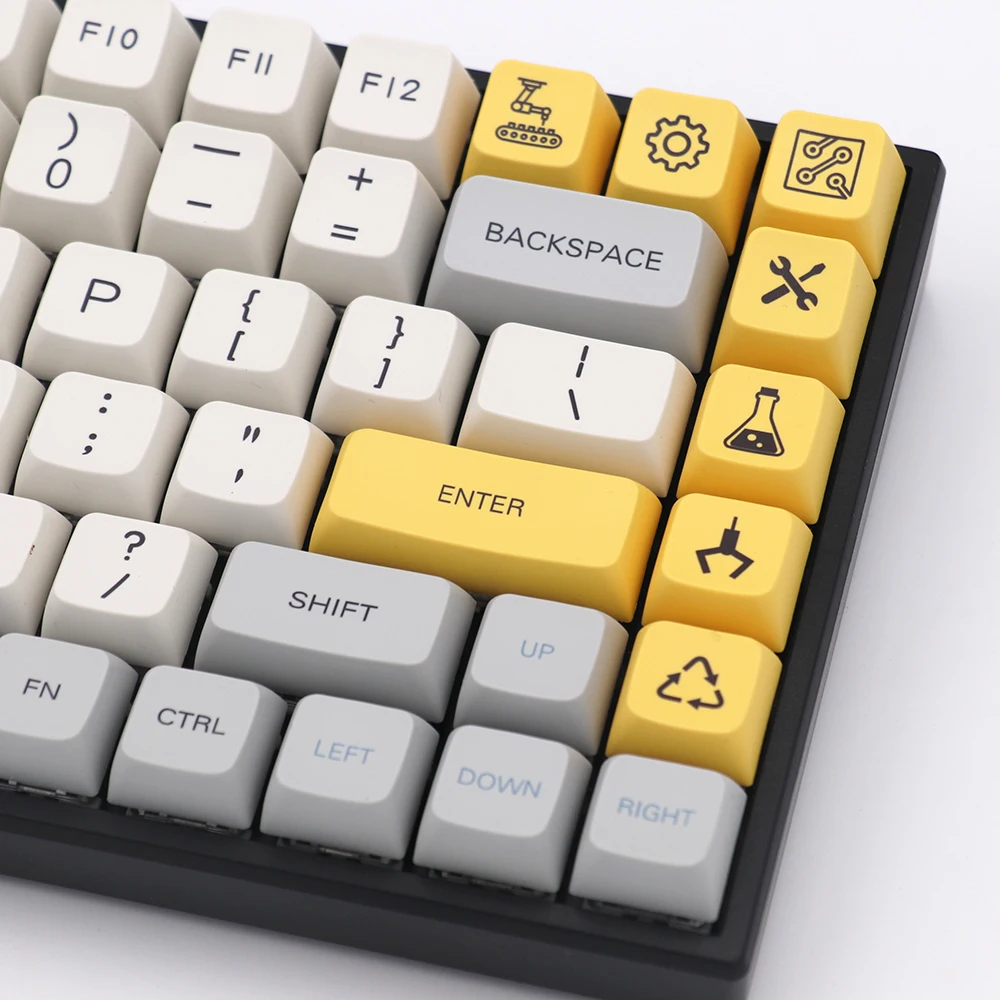 127 Key PBT Keycaps DYE-SUB MDA Profile Industry Retro Gray White ...
