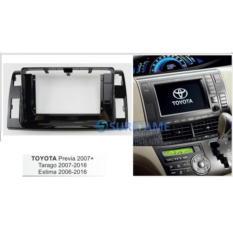 Painel de rádio automotivo 10.1 polegadas, para toyota previa, tarago ...