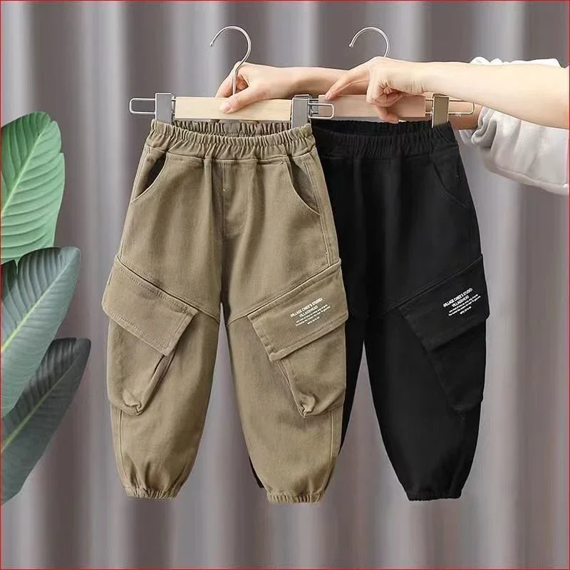 Autumn-Kids-Solid-Cargo-Pants-Loose-Boys-Casual-Sweatpants-1-7Y-Young ...