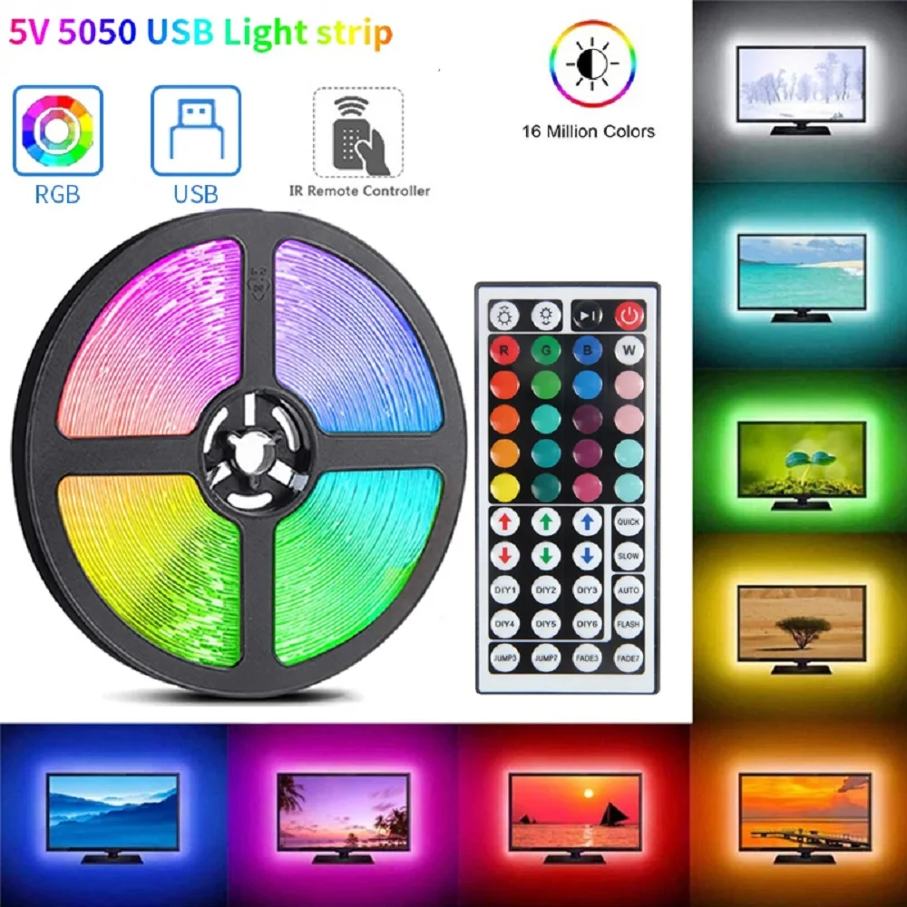 USB-LED-Strip-Light-16LED-Meter-Bluetooth-RGB-Lights-TV-Backlight-5V ...