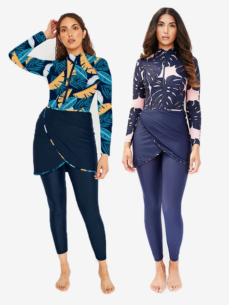 3PCS Colorful Modest Burkini Women Muslim Swimwear Swim Suit Swimsuit ...