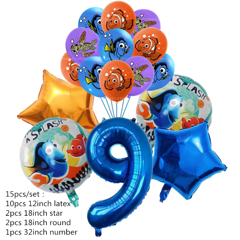 15 piezas de globos de aluminio de Buscando a Nemo, globos con números ...