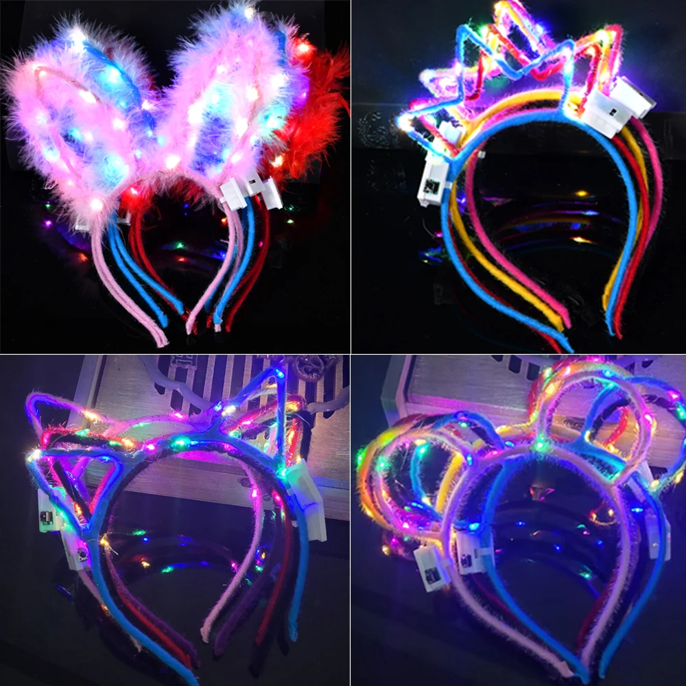 10-20-30pcs-Girl-Women-Led-Glow-Cat-Bunny-Ear-Hairband-Light-Up-Flash ...