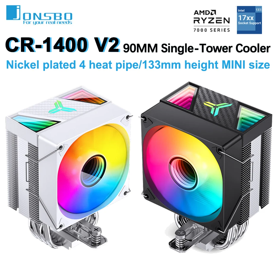 JONSBO-CR-1400-V2-Single-Tower-CPU-Cooler-4-Heat-Pipe-5V-3PIN-ARGB-Fan ...