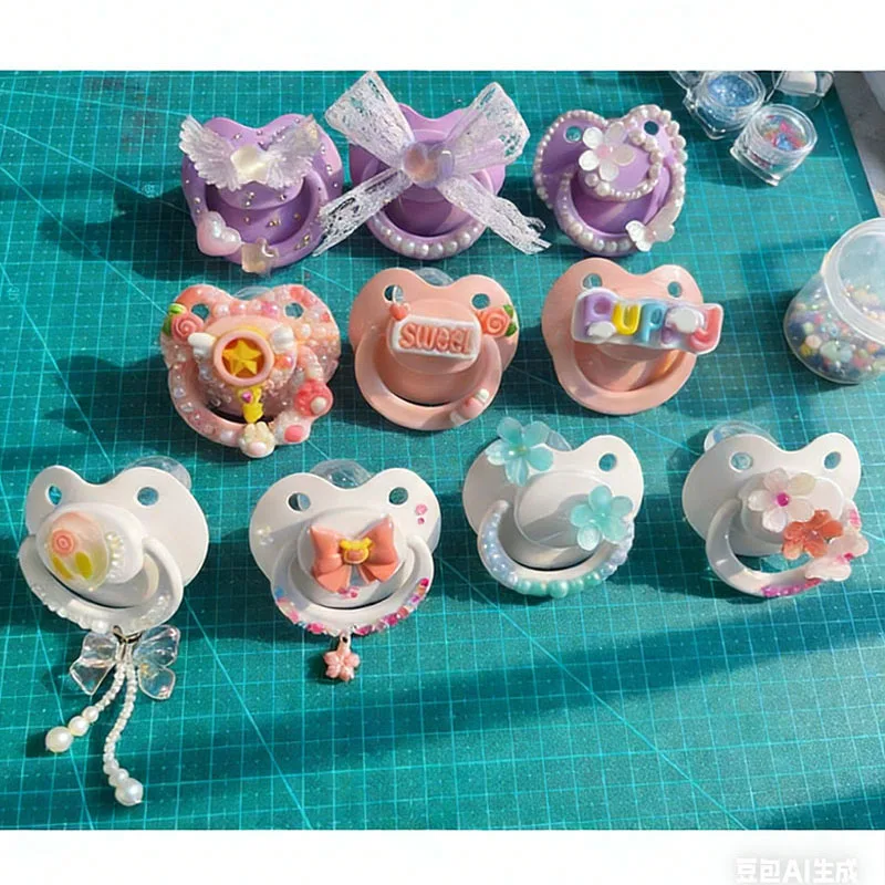 DIY Handmade ABDL Comfort Pacifier Kawaii Lace Bow Flower Wide Caliber ...