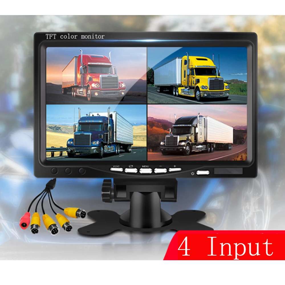 7-Inch-Split-Screen-Quad-Monitor-4-channel-Video-Input-Windshield-Style ...
