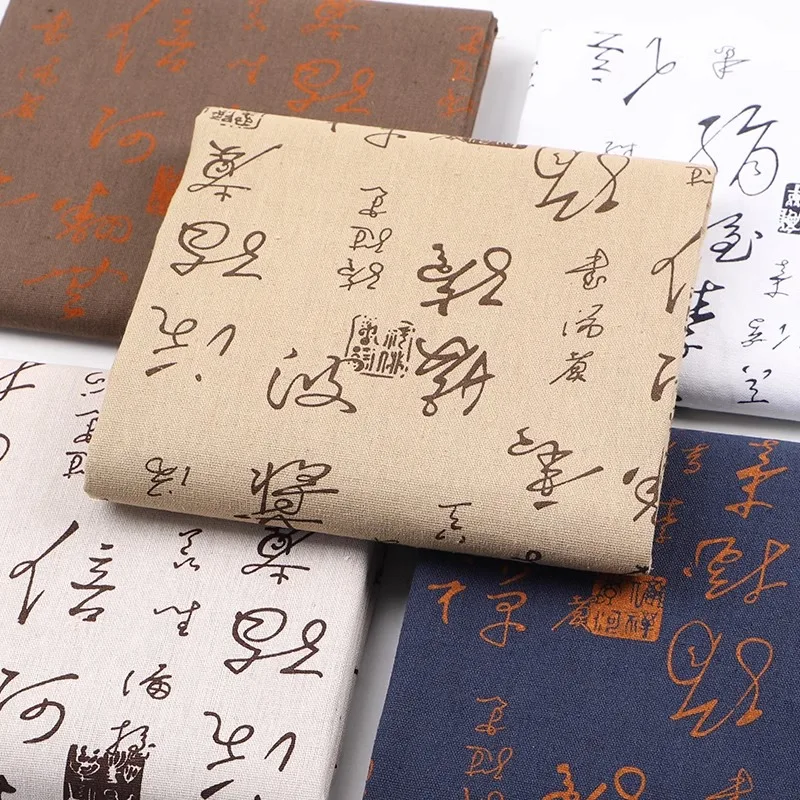 150x50cm-Calligraphy-Cotton-Linen-Chinese-Style-Printed-Fabric-For ...