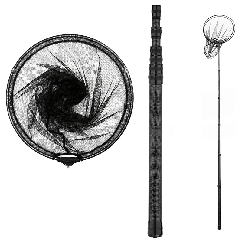 Portable Carbon Fiber Fishing Net Long Handle,Fishing Landing Net With ...