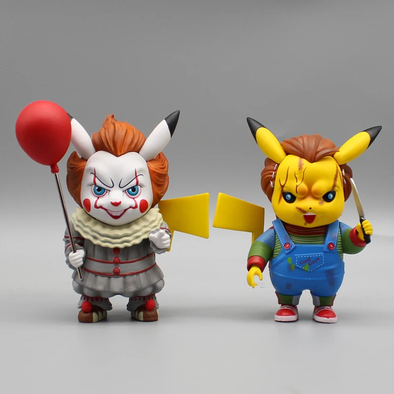 Figuras de Anime de Pokémon Pikachu Cos Pennywise Chucky, 12cm, estatua ...