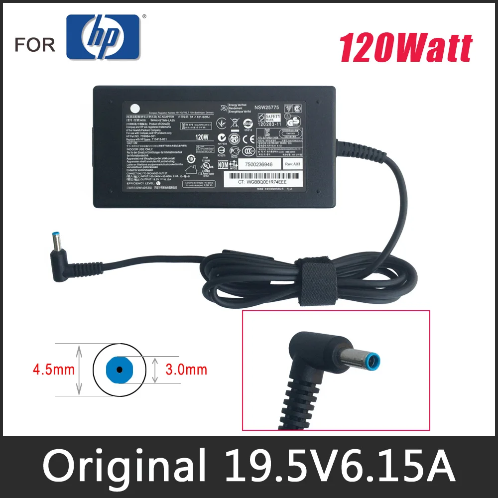 Genuine 120w 19.5v 6.15a Smart Ac Adapter For Hp Omen 15-5211na ...