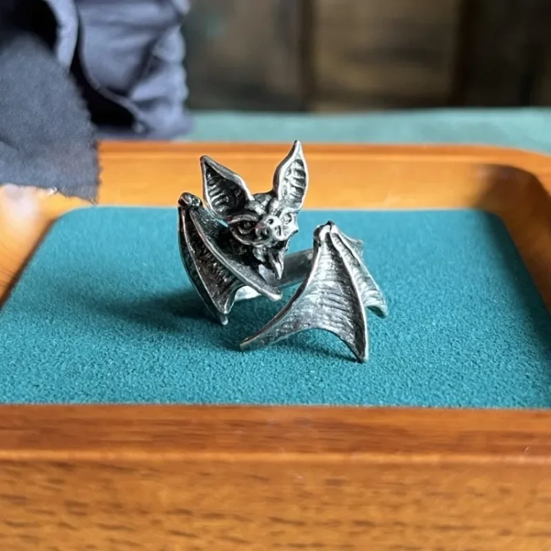 925-Thai-Silver-Gothic-Bat-Rings-Retro-Style-Jewelry-Fashion-Charms ...