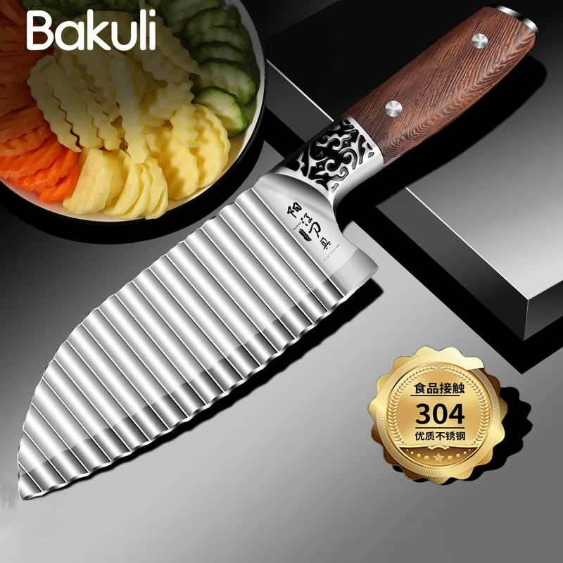 304 stainless steel potato knife Household chicken wings Wood handle ...