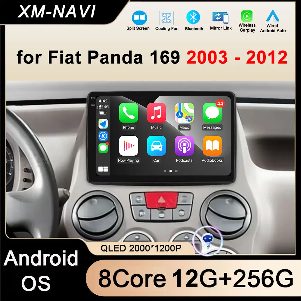 Car Radio Multimedia Player Android Auto Carplay for Fiat Panda 169 ...