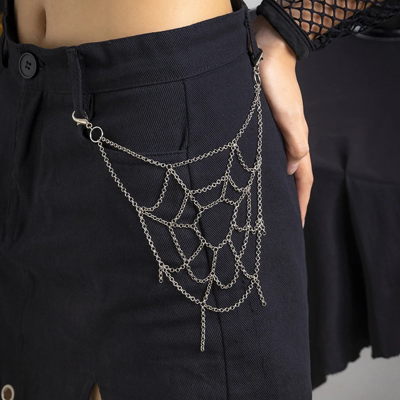 Punk-Waist-Chain-Belt-in-Spider-Web-Silver-Trousers-Chain-for-Women ...