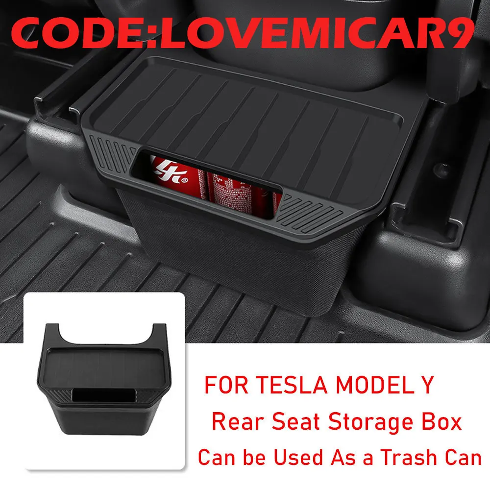 For-Tesla-Model-Y-Rear-Central-Control-Storage-Box-TPE-Style-Car ...