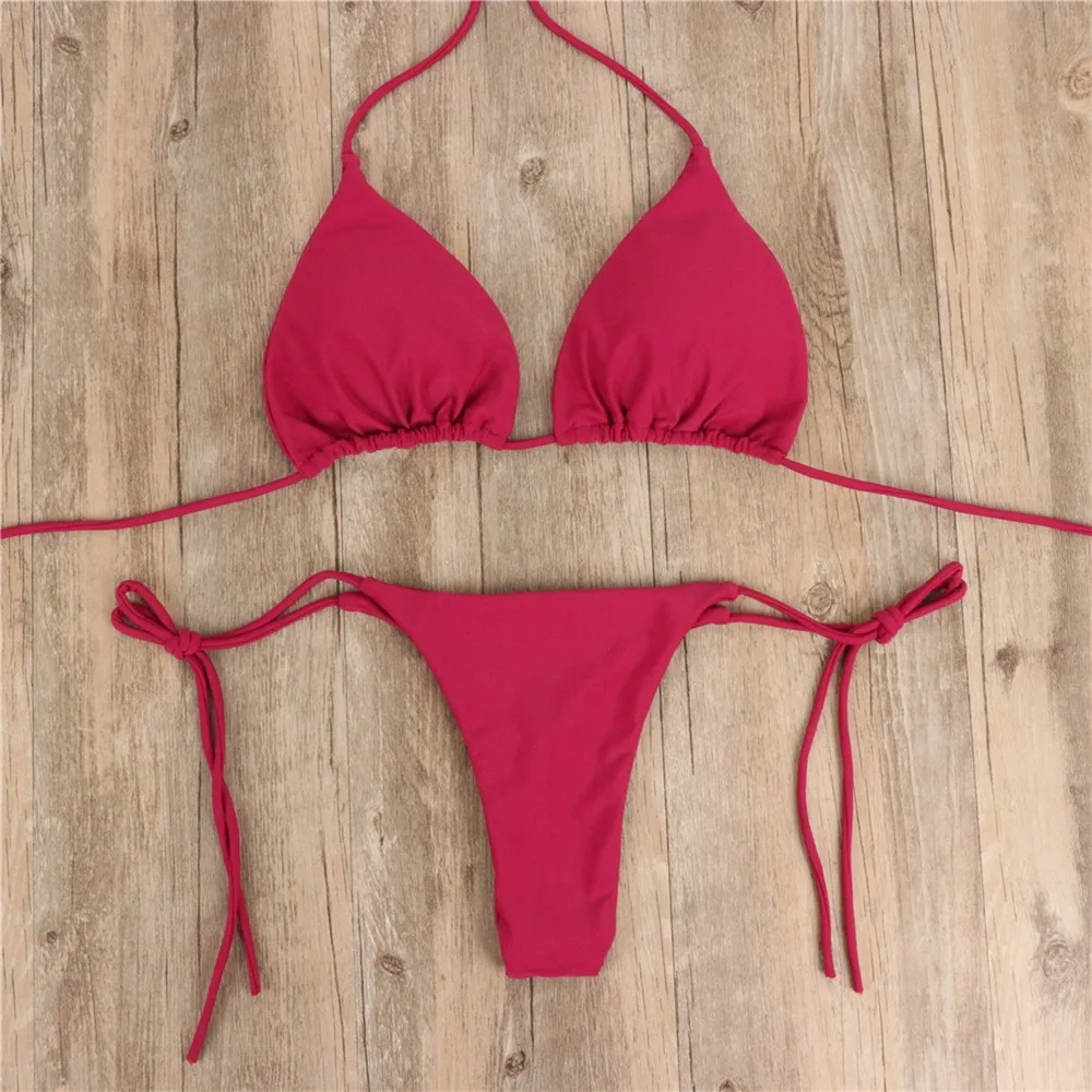 Summer Swimsuit Women Sexy Bikini Set Push Up Padded Bra Thong Two