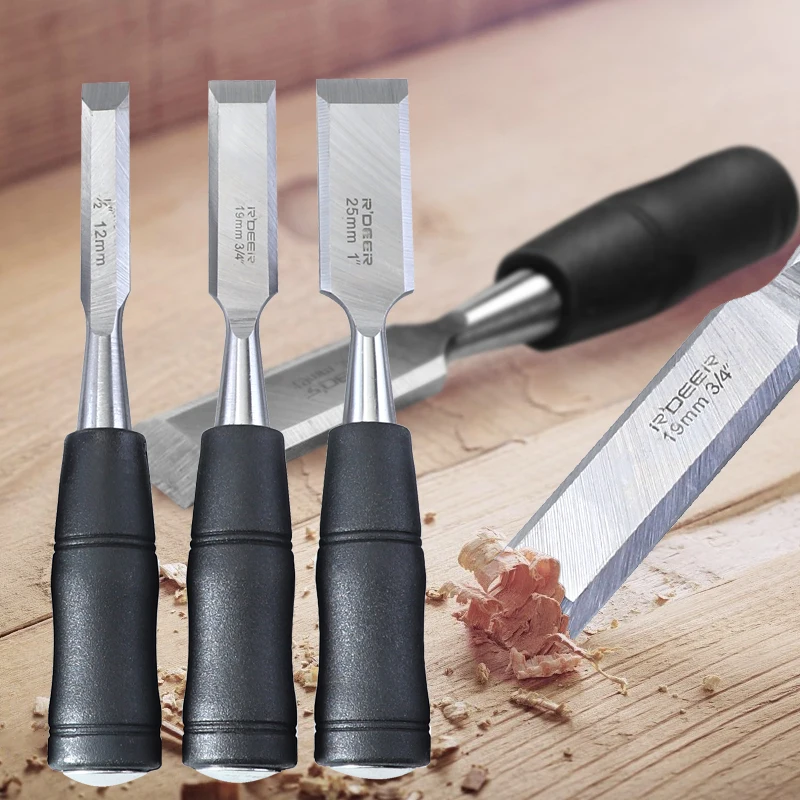 Wood-Chisel-7-5-Inch-Carbon-Steel-Mn65-Chisel-with-Hammer-End-and-Anti ...
