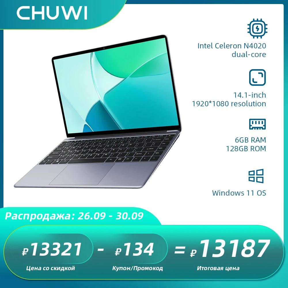Chuwi herobook pro windows 11 portátil 14.1 polegadas fhd display intel celeorn n4020 cpu lpddr4 ...