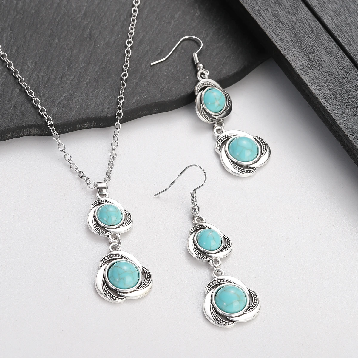Vintage Sets Jewelry Blue Stone | Blue Necklace Earring Sets - New ...