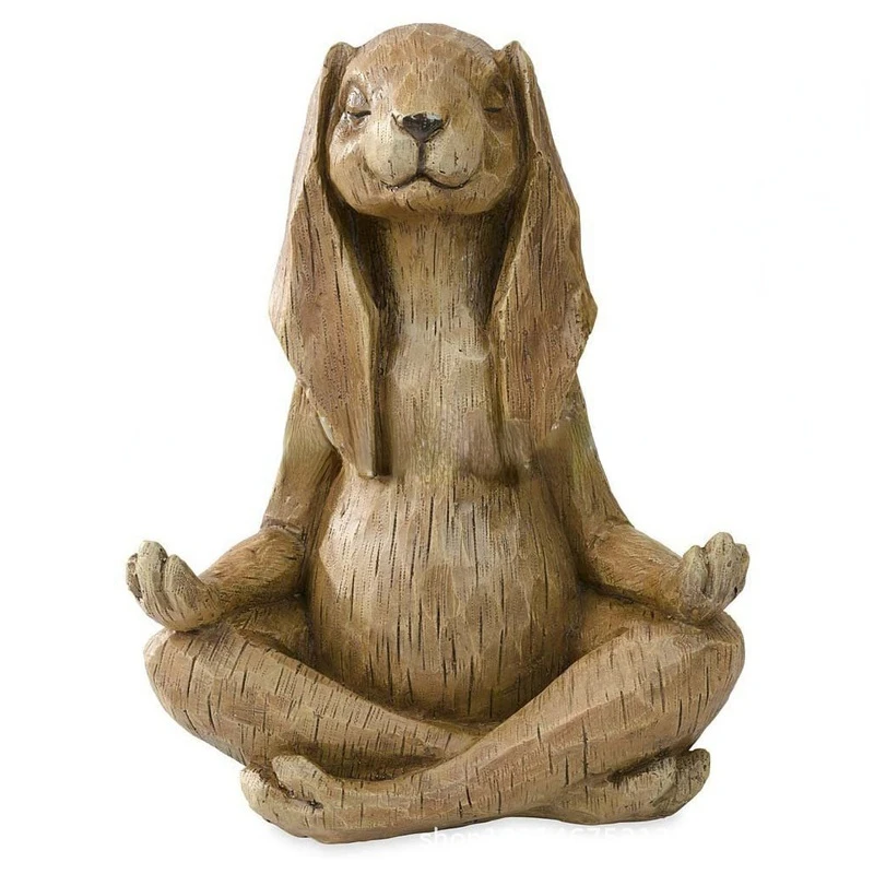 Meditating Zen Animal Sculpture Buddhism Yoga Gesture Rabbit Statue ...