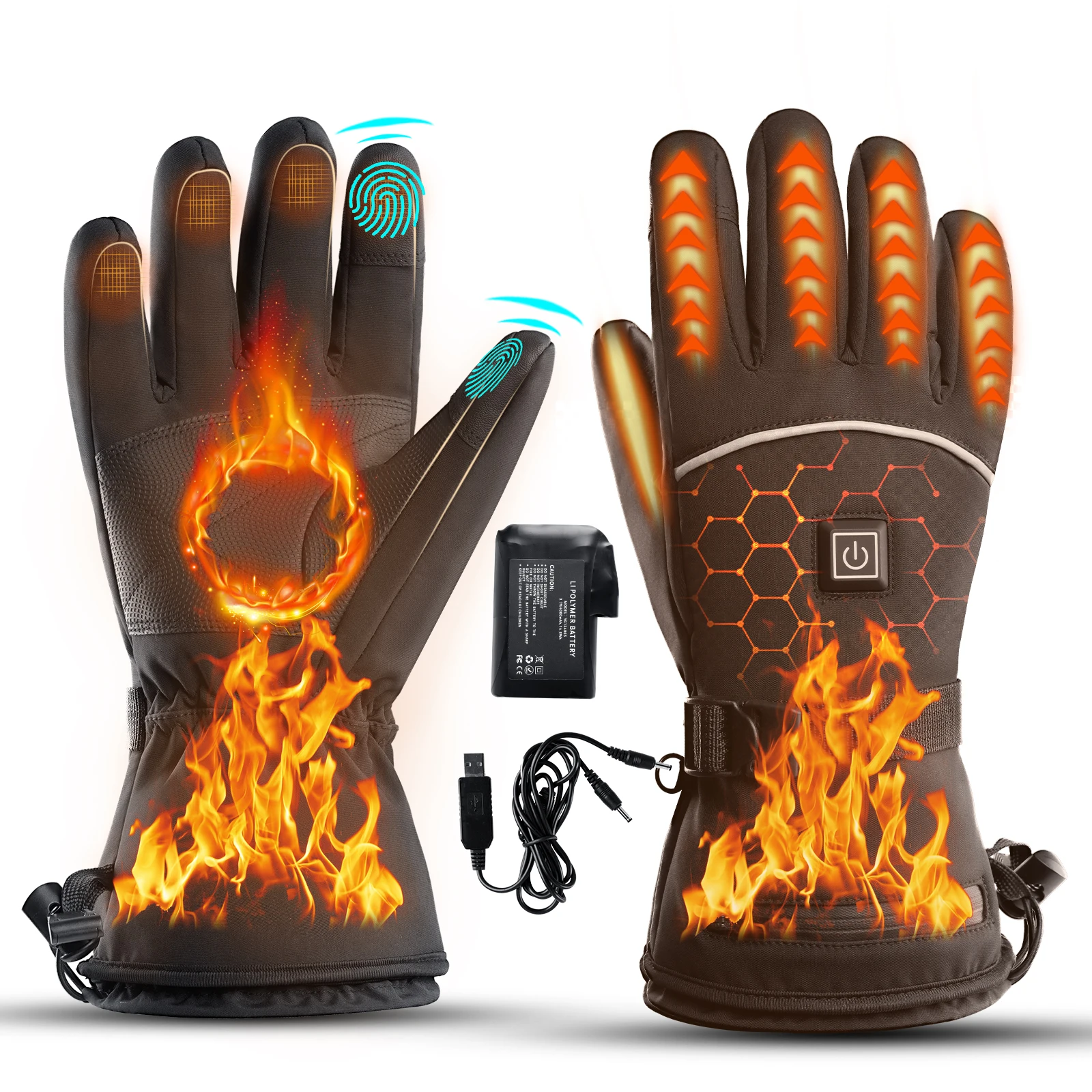 Waterproof-USB-Rechargeable-Electric-Heated-Gloves-Women-Men ...