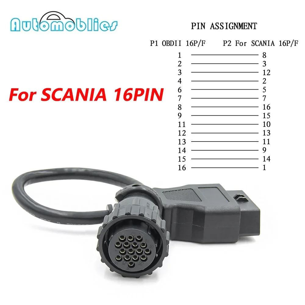 High Quality 16PIN for Scania Diagnostic Adapter OBD2 Cable for SCANIA ...