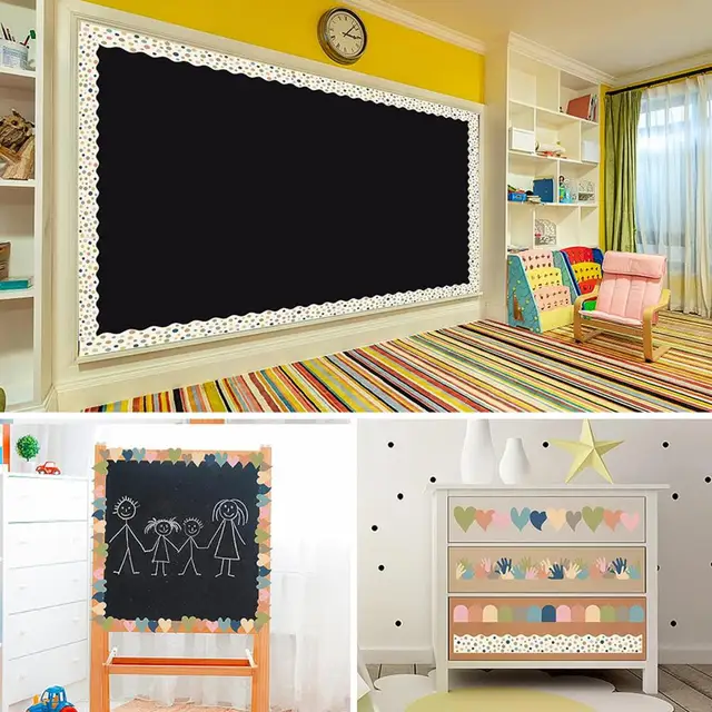 Classroom Decor 80-Foot Boho Rainbow Bulletin Board Border - Scalloped ...