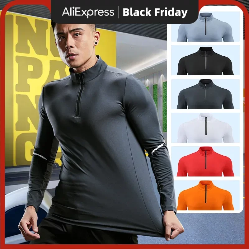 Mens-Compression-T-shirt-Gym-Fitness-Sweatshirt-Running-Exercise-Sports ...