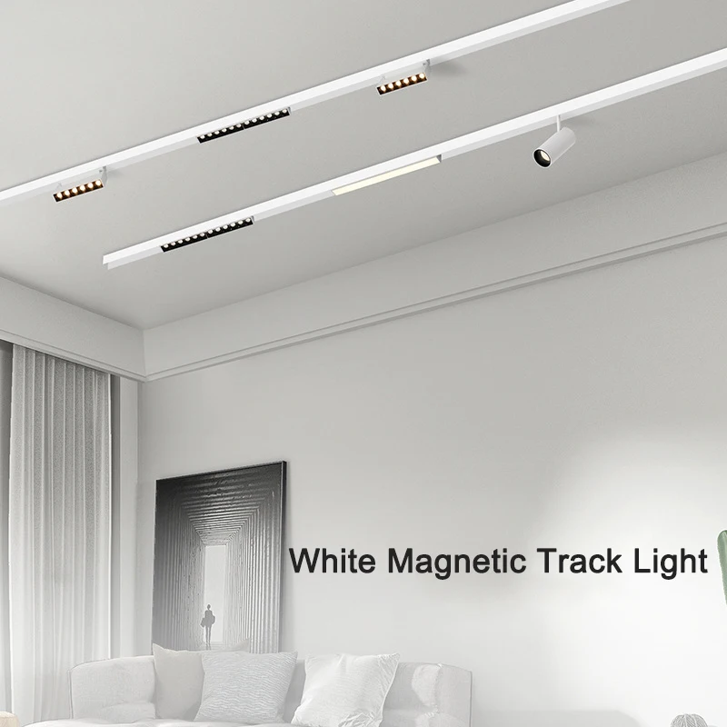 White Magnetic Track Ceiling Recessed Suspended LED Magnet Mount Lights ...
