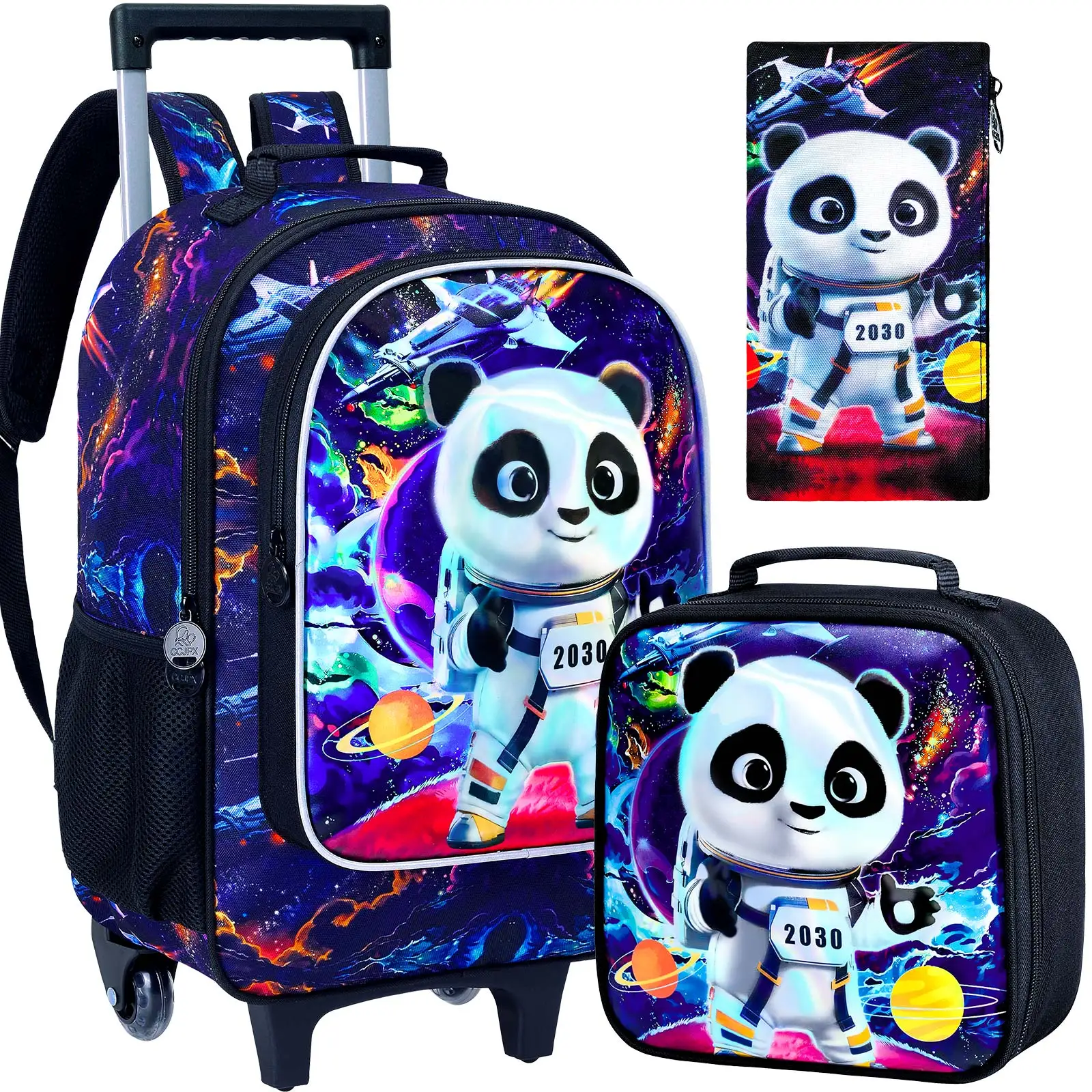 Rolling panda Backpack for Boys, Kids Roller Wheels School Bookbag with ...