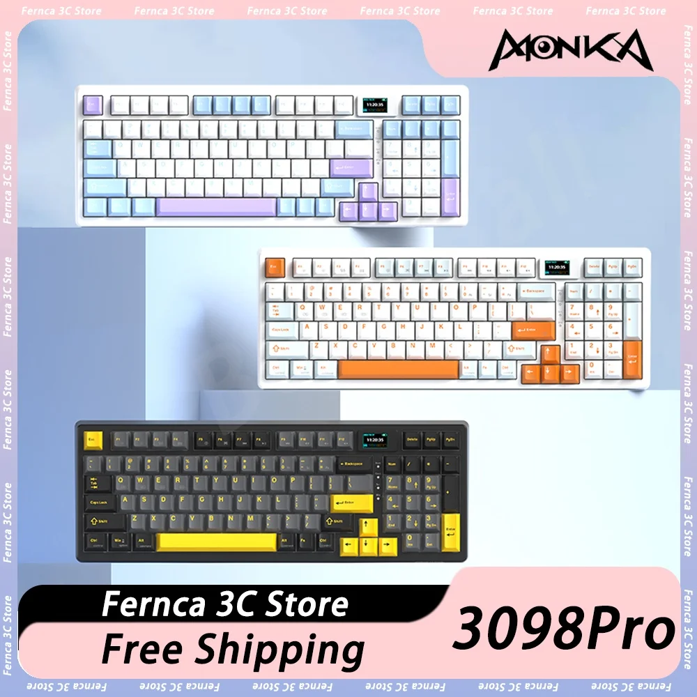 MONKA-3098Pro-Mechanical-Keyboard-Custom-Screen-Tri-Mode-Gaming ...