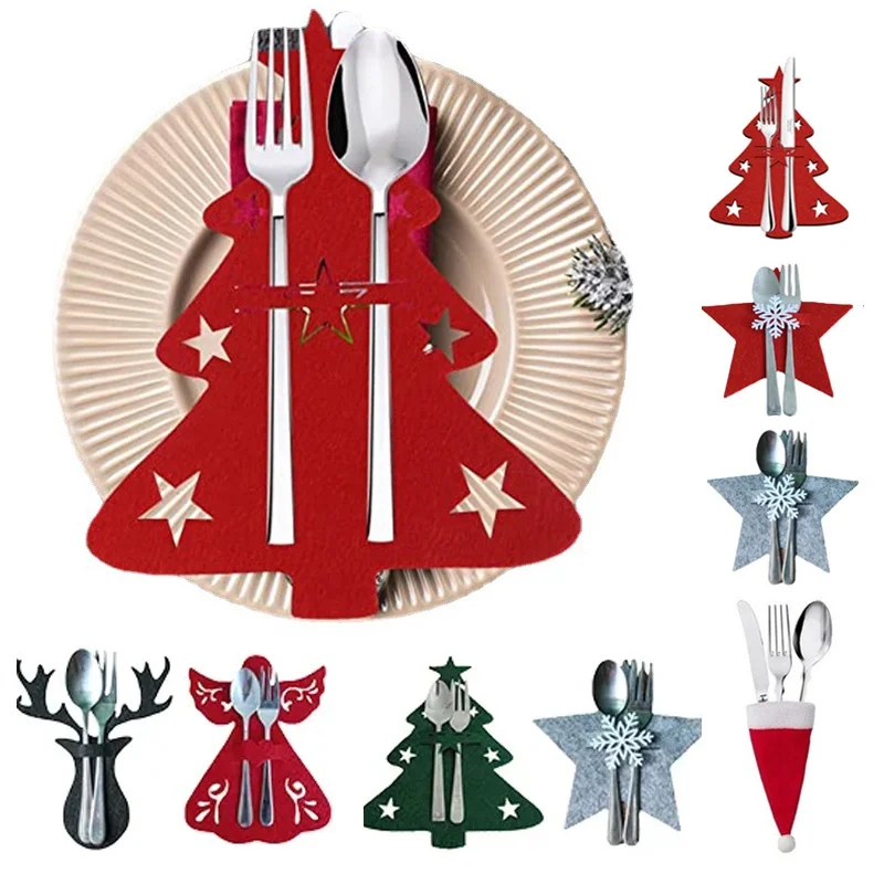 Christmas-Fork-Knife-Covers-Cutlery-Holders-Xmas-Tree-Pocket-Tableware ...