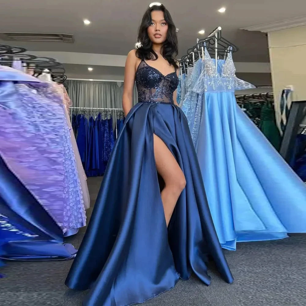 Appliques-2024-Sweetheart-Sleeveless-Sequin-Lace-Up-Slit-Prom-Dresses ...