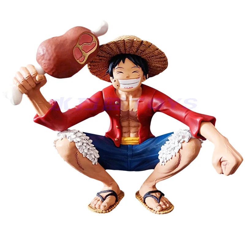 15cm Figures Manga Figure Squatting Eat Ham Monkey D Luffy PVC | One ...