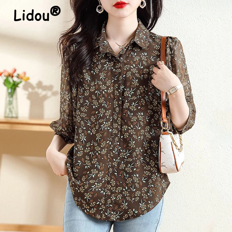 Women-s-Vintage-Floral-Print-Button-Shirt-Spring-Summer-Fashion-Turn ...