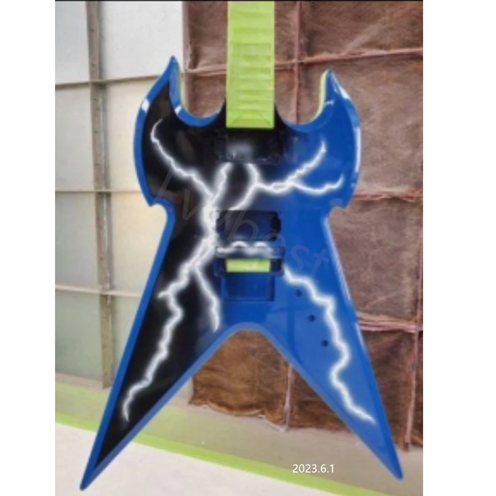 Electric-Guitar-Black-Parts-With-Floyd-Rose-Style-Tremolo-Blue-Body ...