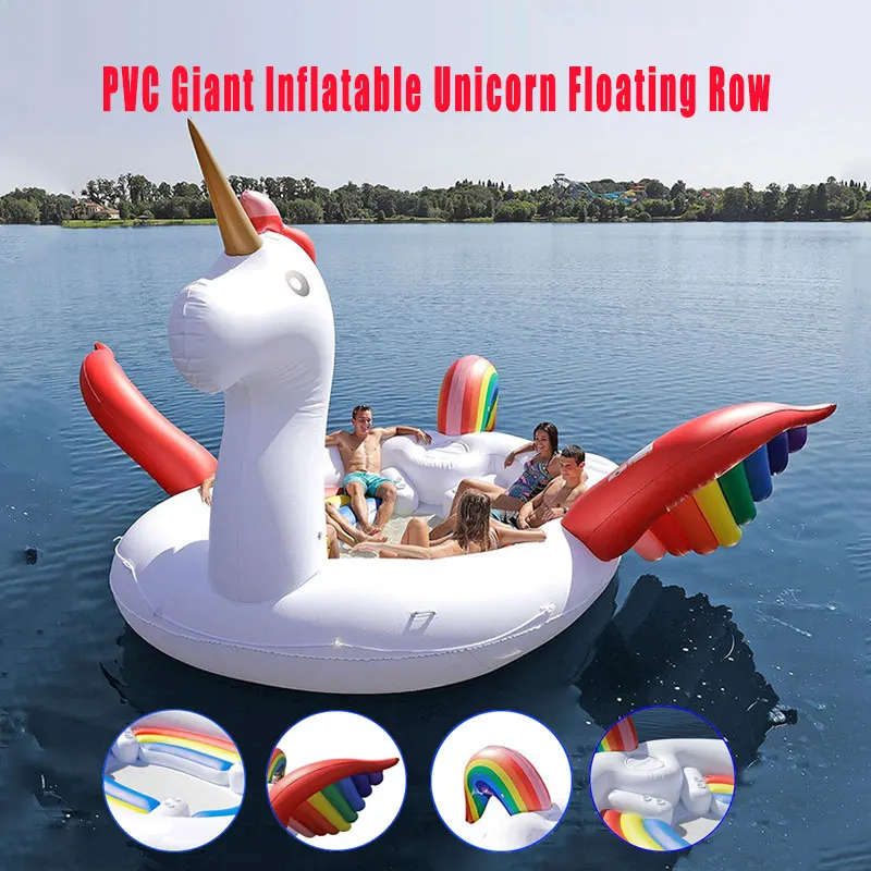 Water Toy Floating Row Pvc Giant Inflatable Unicorn Float Party For 6 ...