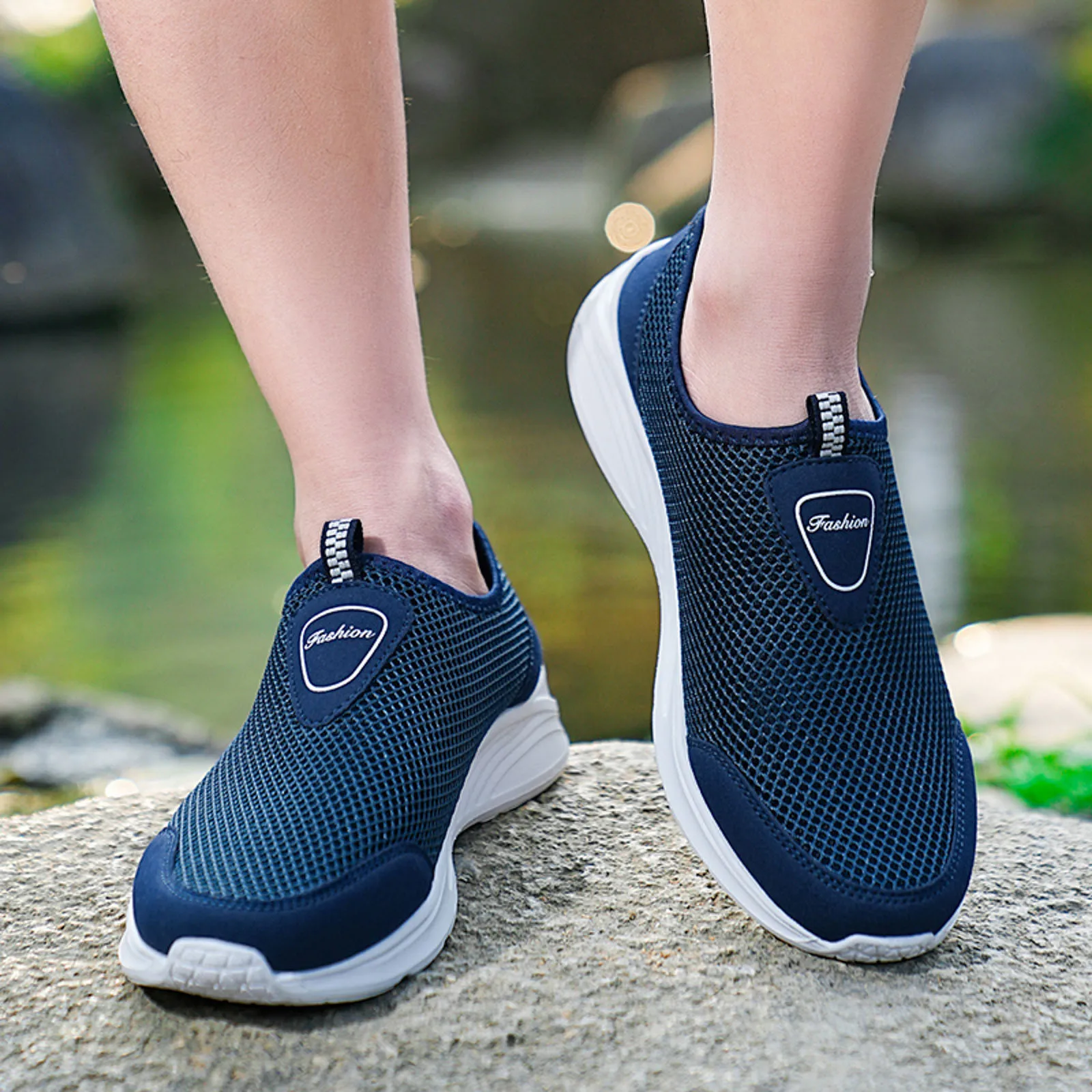 Womens-Slip-On-Sports-Shoes-Solid-Color-Mesh-Sneaker-Ladies-Flats ...