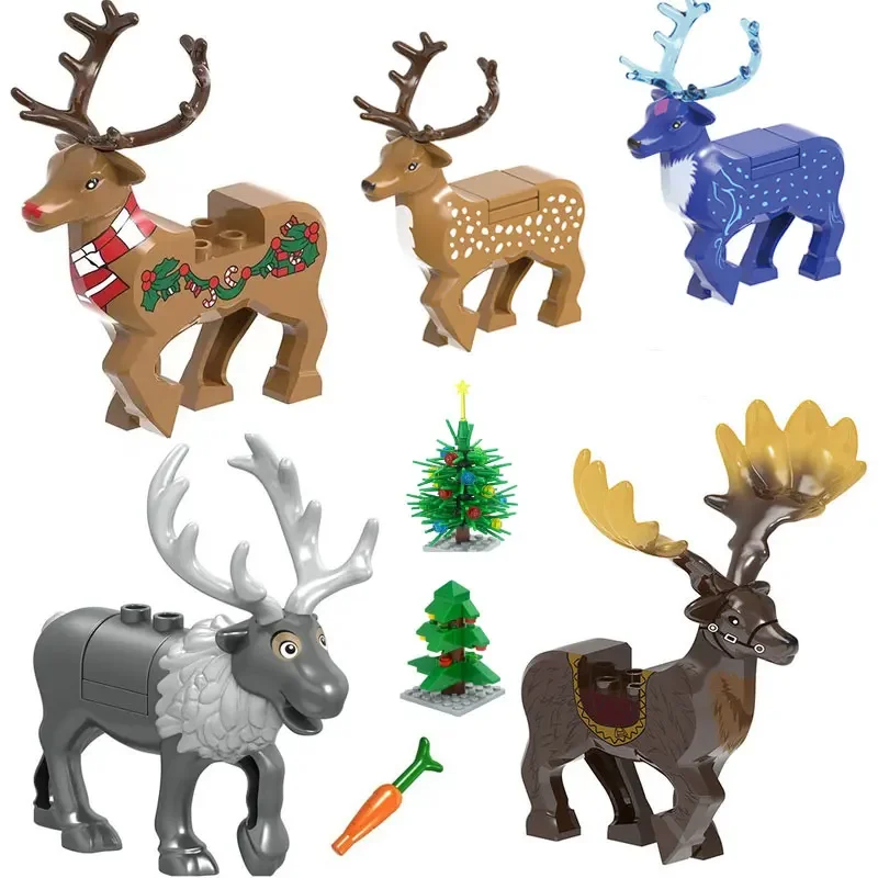 MOC-Christmas-Reindeer-Elk-Building-Blocks-Cartoon-Animal-Deer-Fawn ...