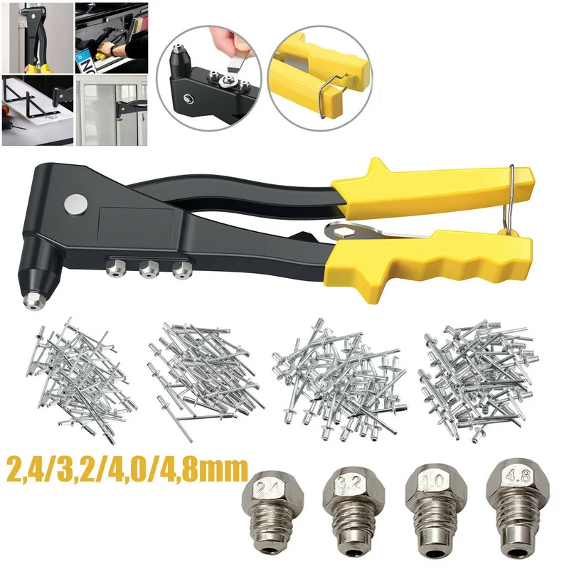 200pcs Aluminum Rivet Heavy Duty Riveter Set Hand Riveter Set Blind ...