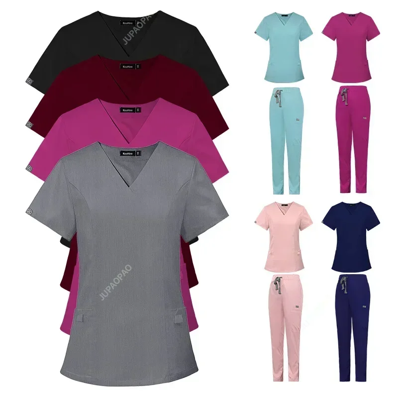 New-Arrival-Custom-Women-Nursing-Scrub-Straight-Leg-Pants-Set-Hospital ...