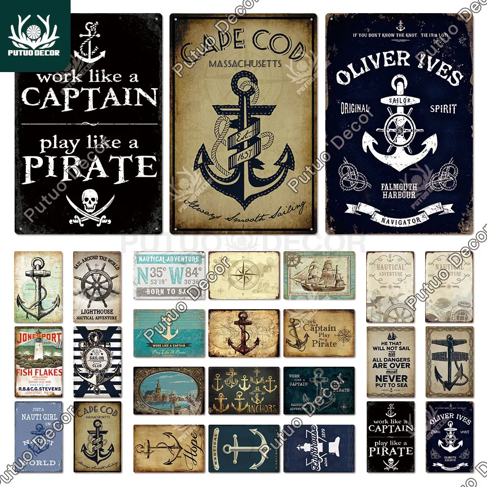 Putuo-Decor-Navigation-Tin-Sign-Metal-Signs-Vintage-Nautical-Dream-Art ...