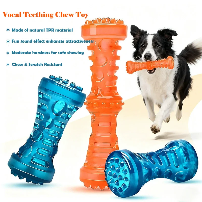 Tpr Squeaky Pet Chew Toy Durable Bite Resistant Dog Bone Teething Stick ...