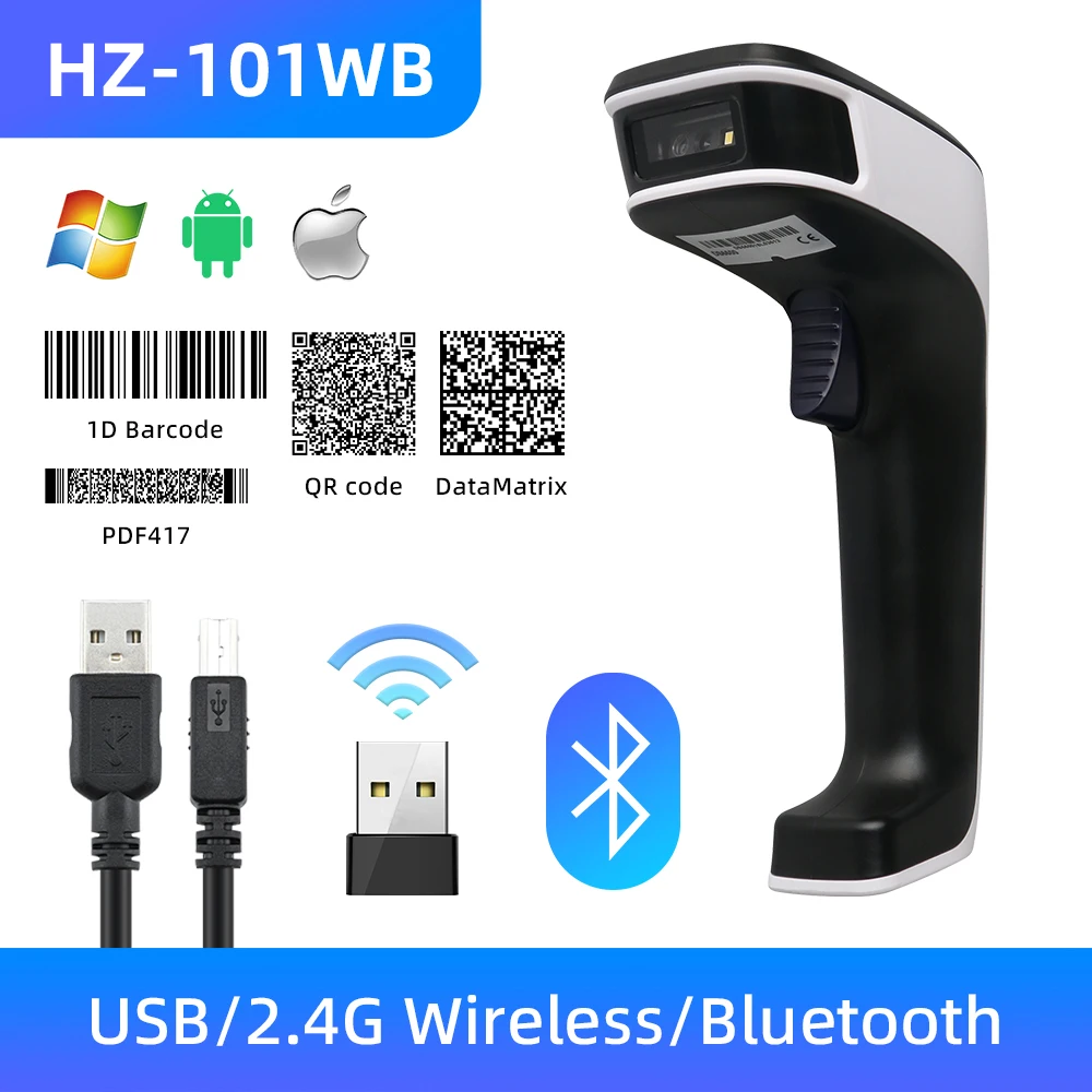 Lector de códigos QR H1W 2D inalámbrico portátil y H2WB 1D/2D con cable ...