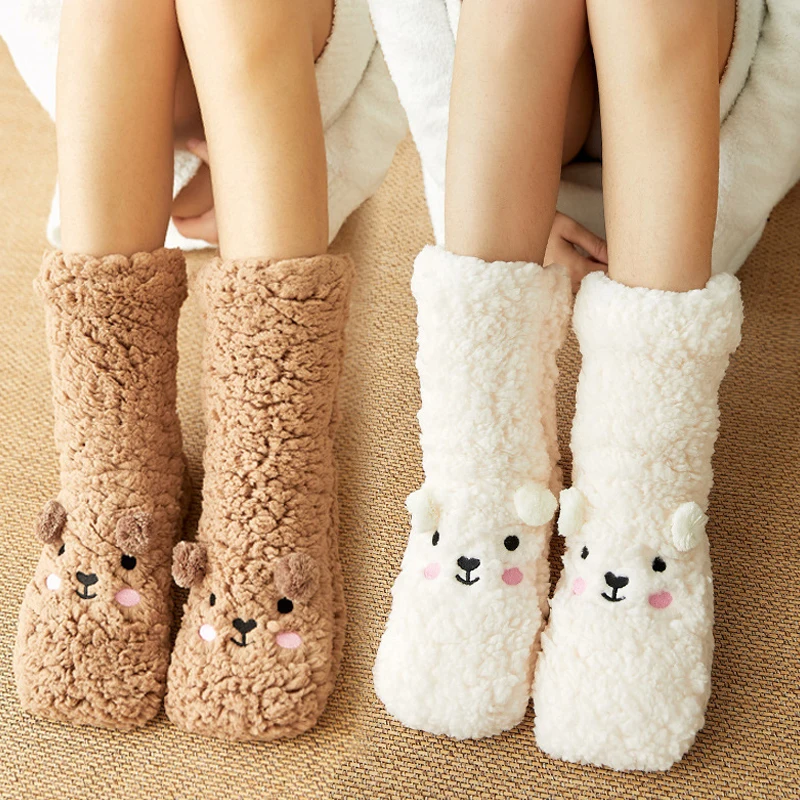 Cute Socks Thicken Plus Cotton Warm Winter Women Socks Kawaii Bear ...