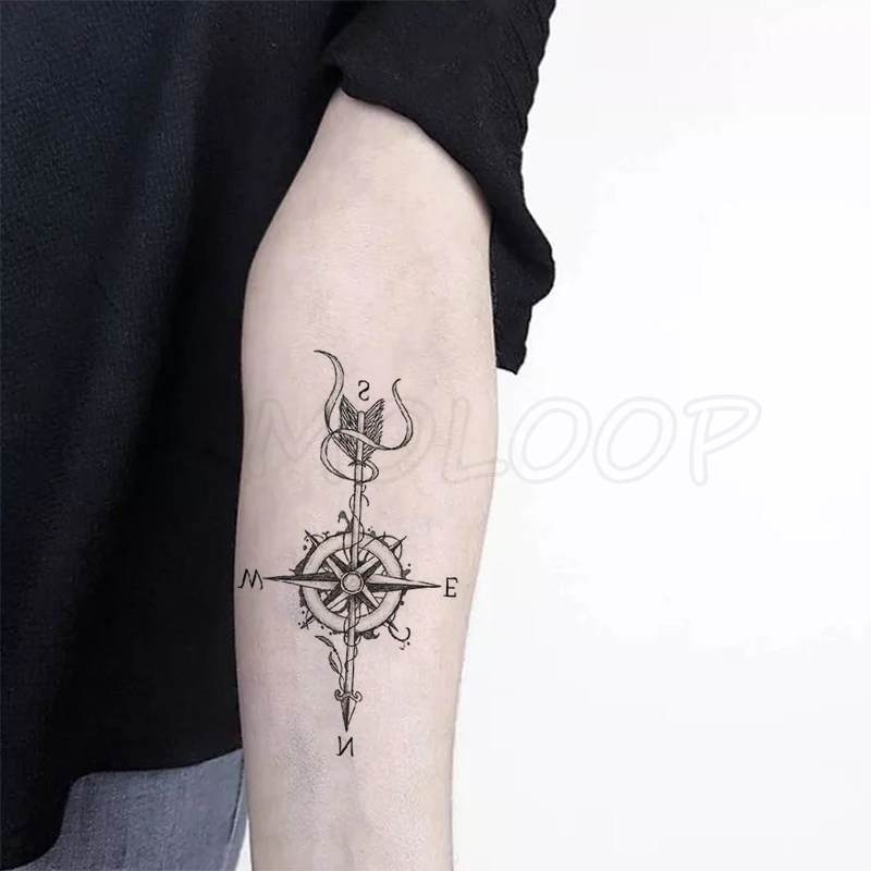 Compass With Feather Tattoo Designs