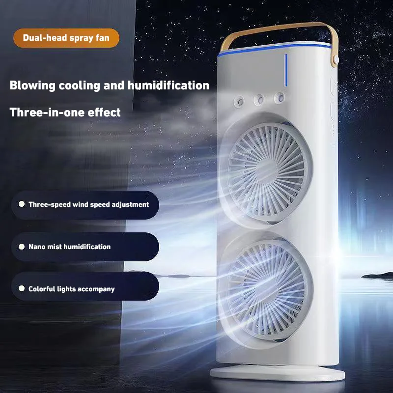Double-Headed-Spray-Air-Conditioner-Fan-Rechargeable-USB-Household ...