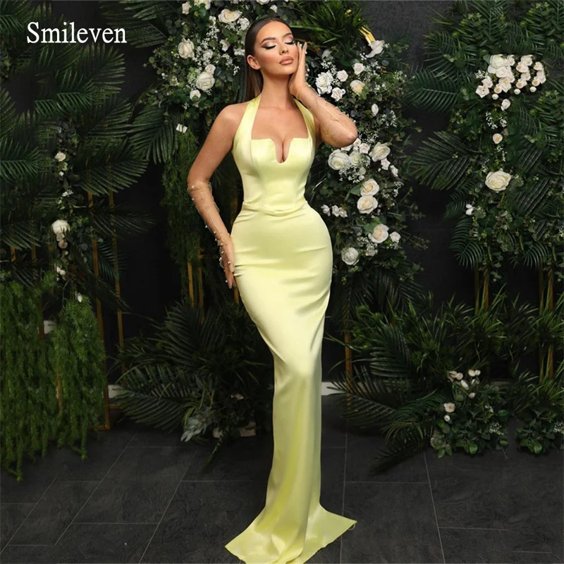 Smileven Sexy Mermaid Evening Dress Sleeveless Prom Dresses Floor ...