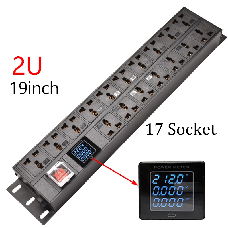 2U-PDU-Power-Strip-Distribution-Unit-Cabinet-Rack-Mount-17Ways-Universal-Outlets-Break-Switch ...